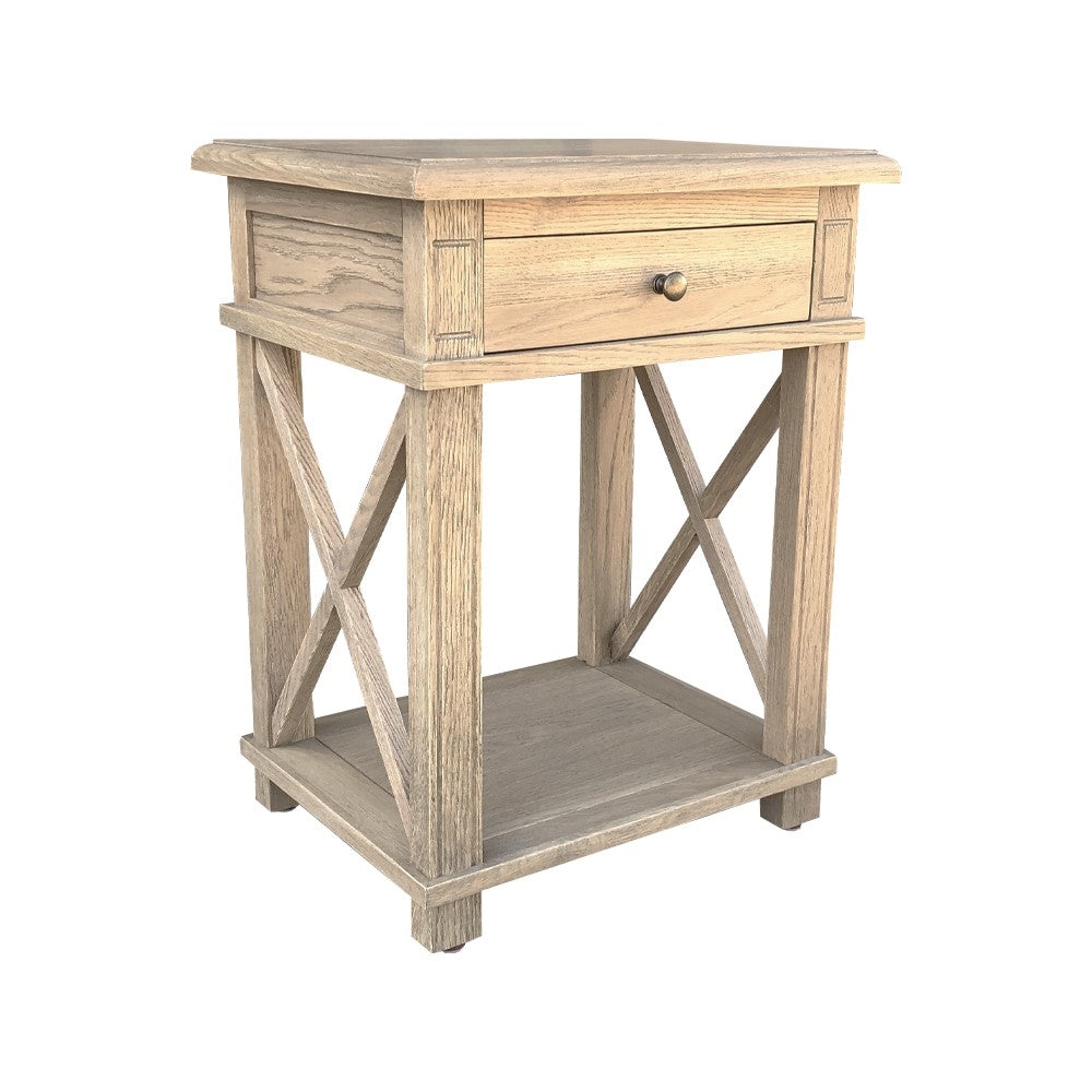 X Brace Side Table Weathered Oak 65cm– House of Isabella AU
