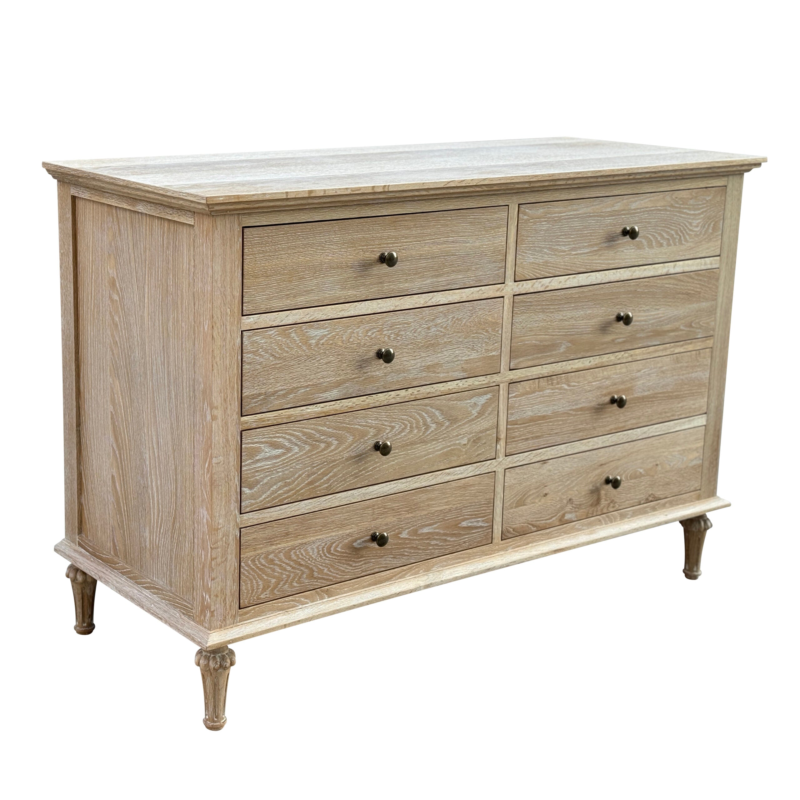 Emmerson 8 Drawers Dresser Whitewash Oak Round Knobs – House of Isabella AU