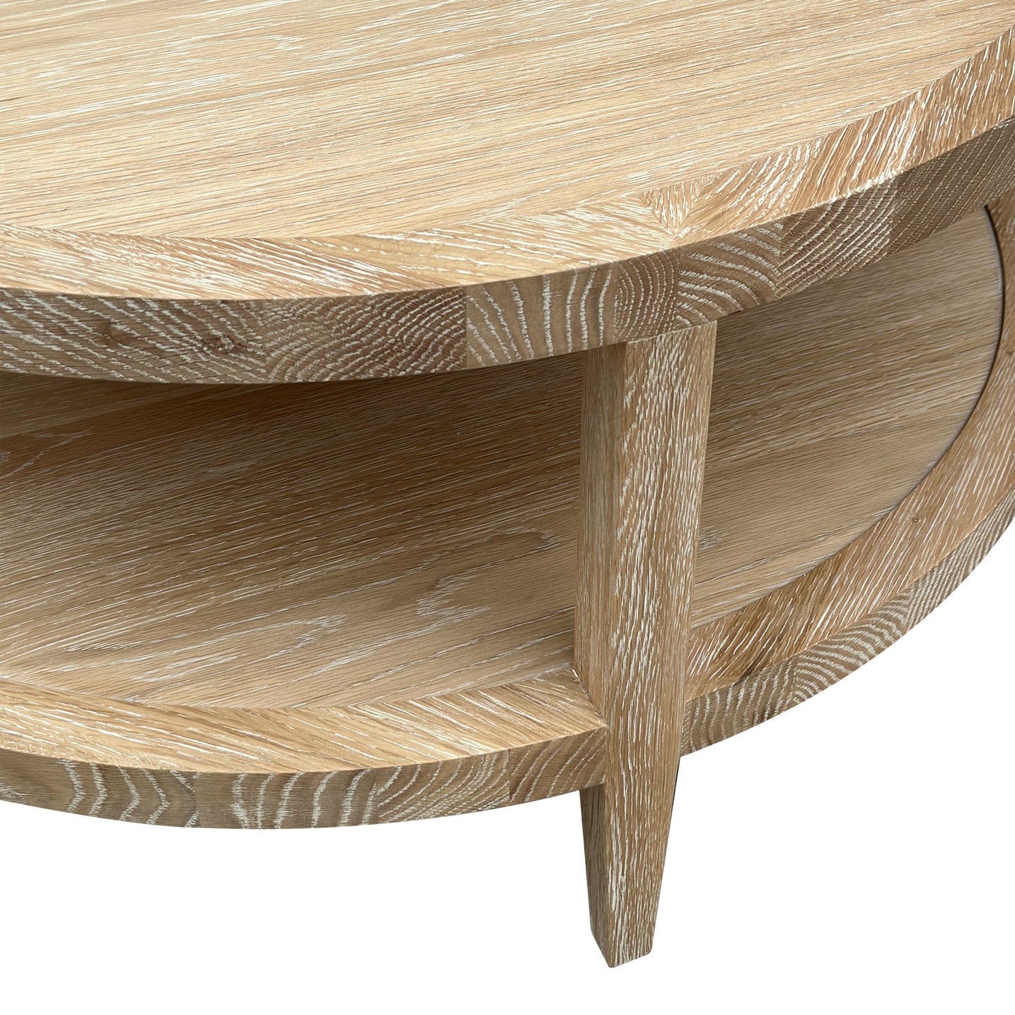 French Contemporary Round Coffee Table Whitewash Oak – House of Isabella AU