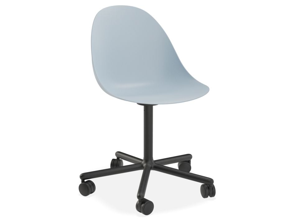 Pebble Chair Pale Blue with Shell Seat - 4 Post Stackable Base - White ...