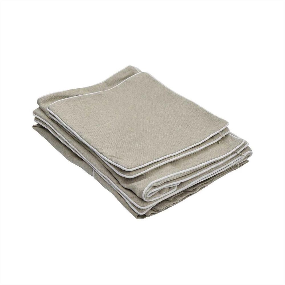 Slip Cover Only - Noosa Hamptons Ottoman Natural W/White Piping