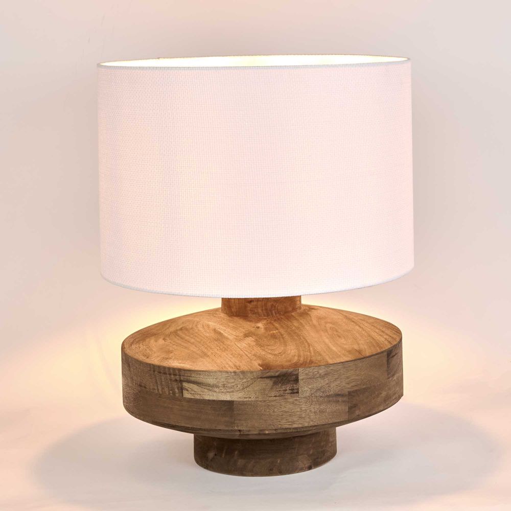 Circa Timber Table Lamp Large White Shade | House of Isabella AU