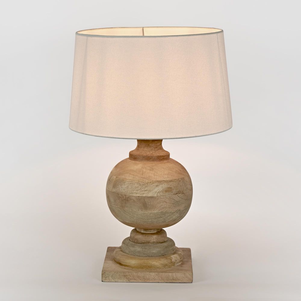 Coach Base Only - Natural - Turned Wood Ball Balustrade Table Lamp Bas