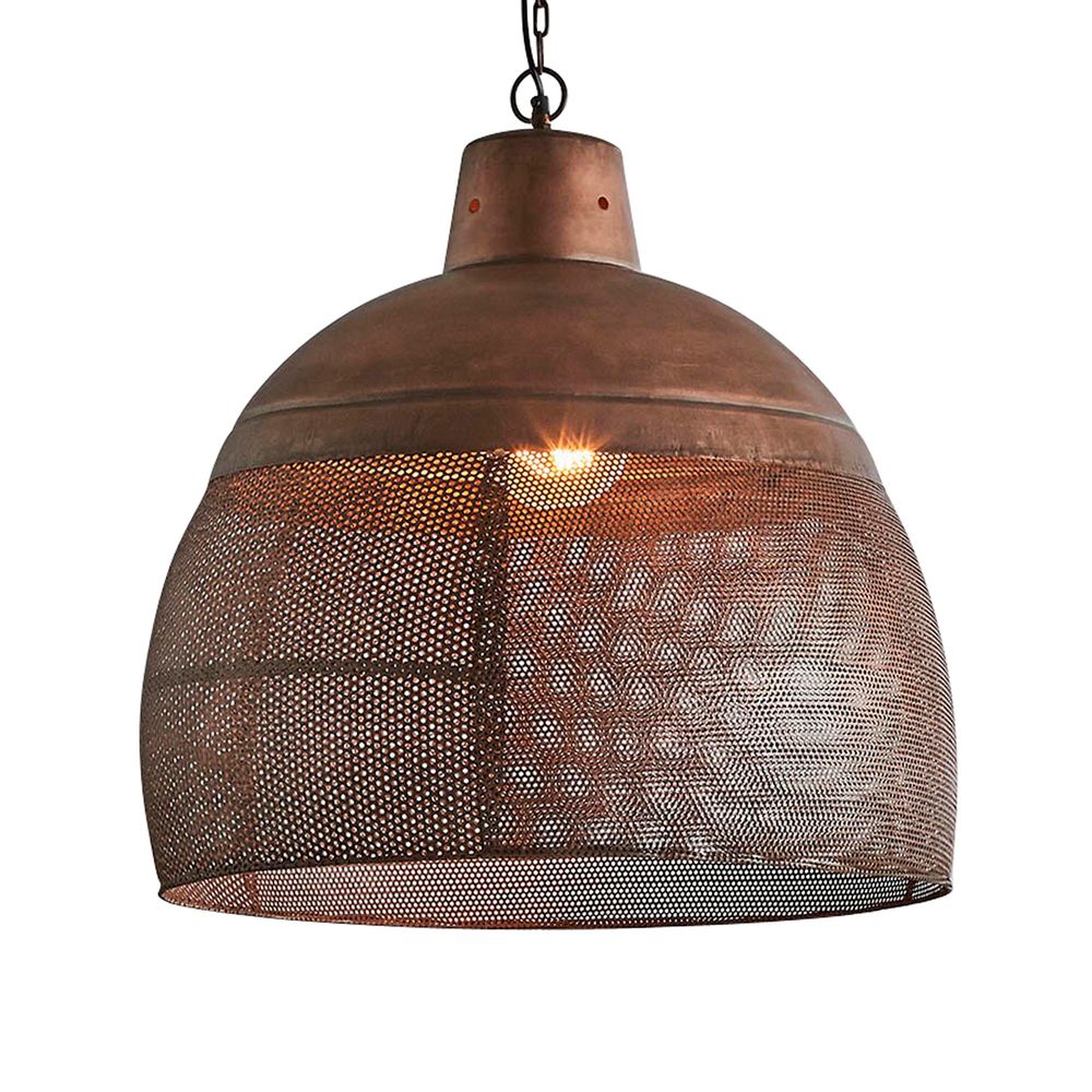 Riva Large - Antique Copper - Perforated Iron Dome Pendant Light– House ...