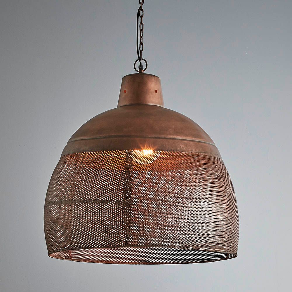 Riva Large - Antique Copper - Perforated Iron Dome Pendant Light– House ...