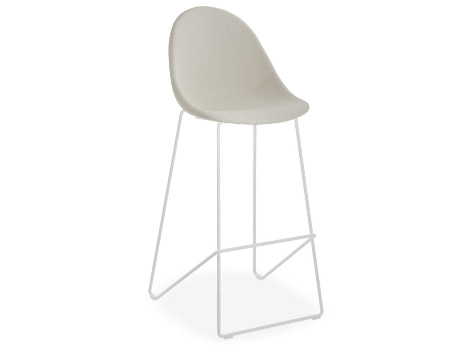 Pebble Fabric Light Grey Upholstered Stool - Counter Stool 65cm Seat ...
