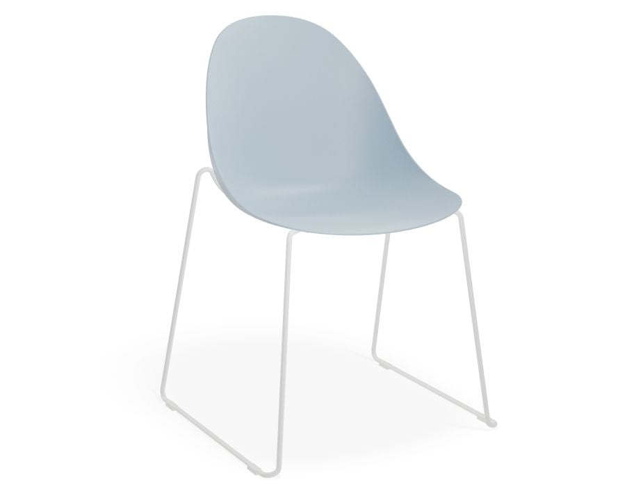 Pebble Chair Pale Blue with Shell Seat - 4 Post Stackable Base - White ...