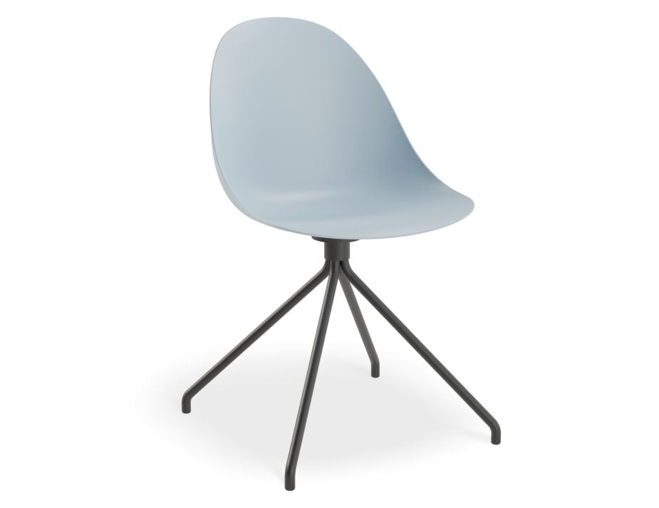 Pebble Chair Pale Blue with Shell Seat - 4 Post Stackable Base - White ...