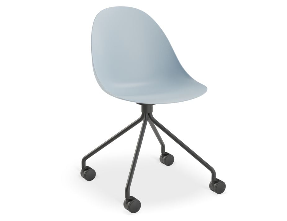 Pebble Chair Pale Blue with Shell Seat - 4 Post Stackable Base - White ...