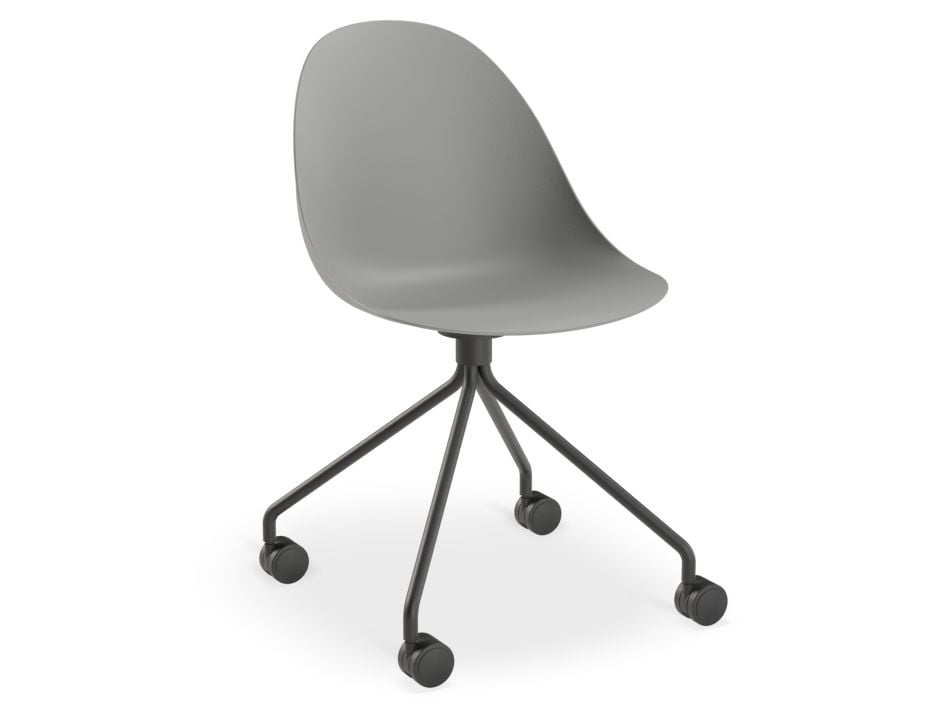 Pebble Chair Grey with Shell Seat - Pyramid Fixed Base with Castors ...