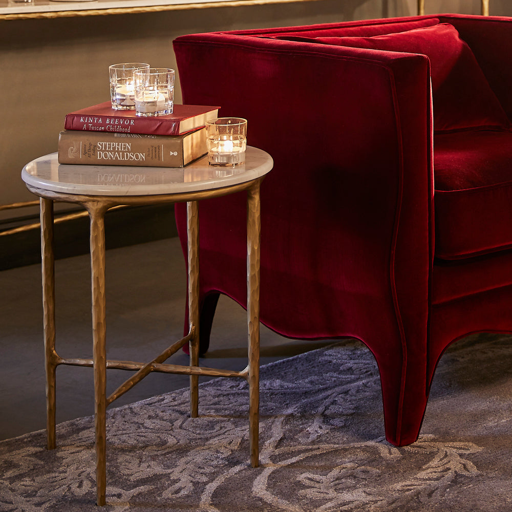 Heston Round Marble Side Table - Brass– House of Isabella AU