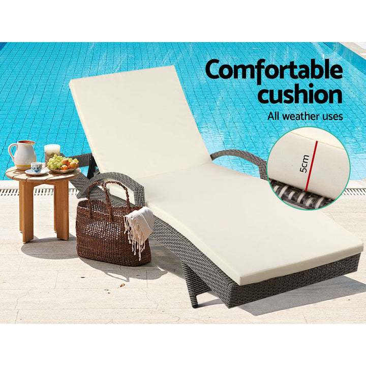 Gardeon Outdoor Sun Lounge Chair with Cushion- Grey | House of Isabella AU
