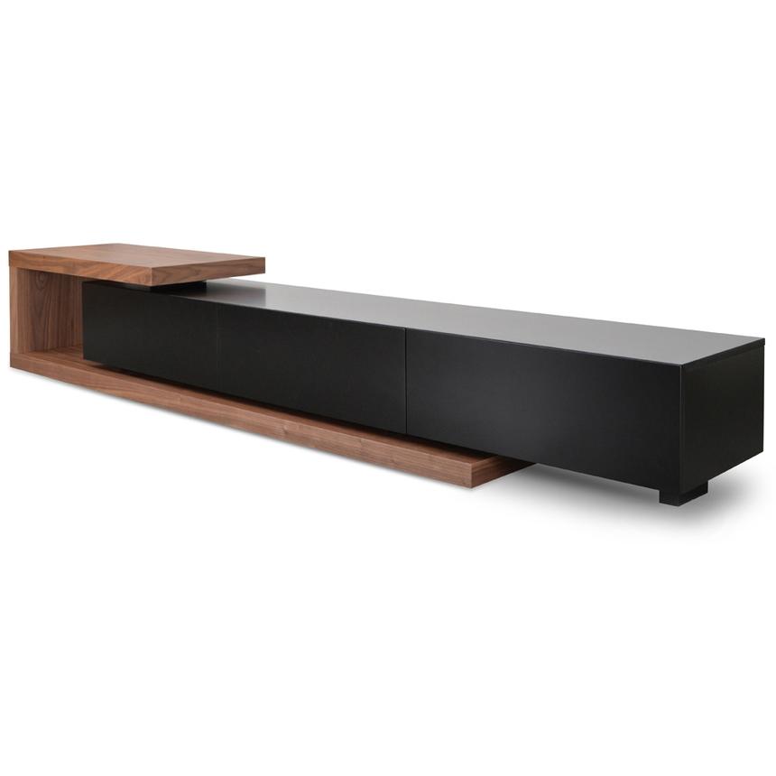 Scandinavian 2.4m-3.07m Lowline Entertainment TV Unit - Walnut - Black ...
