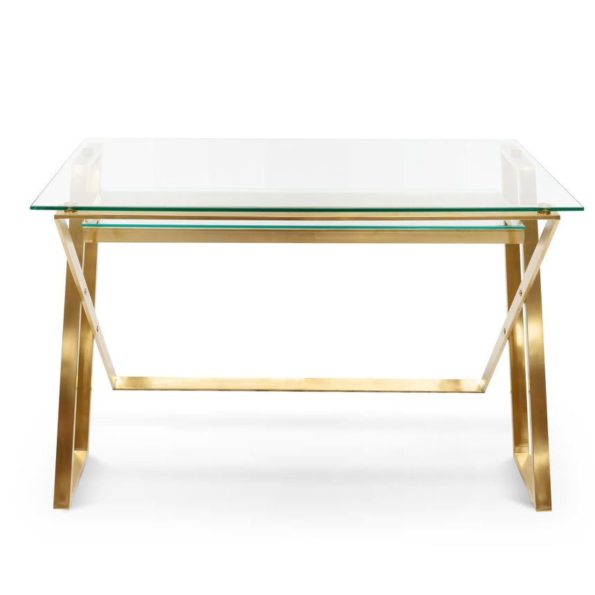 120cm Glass Home Office Desk - Brushed Gold Base– House of Isabella AU