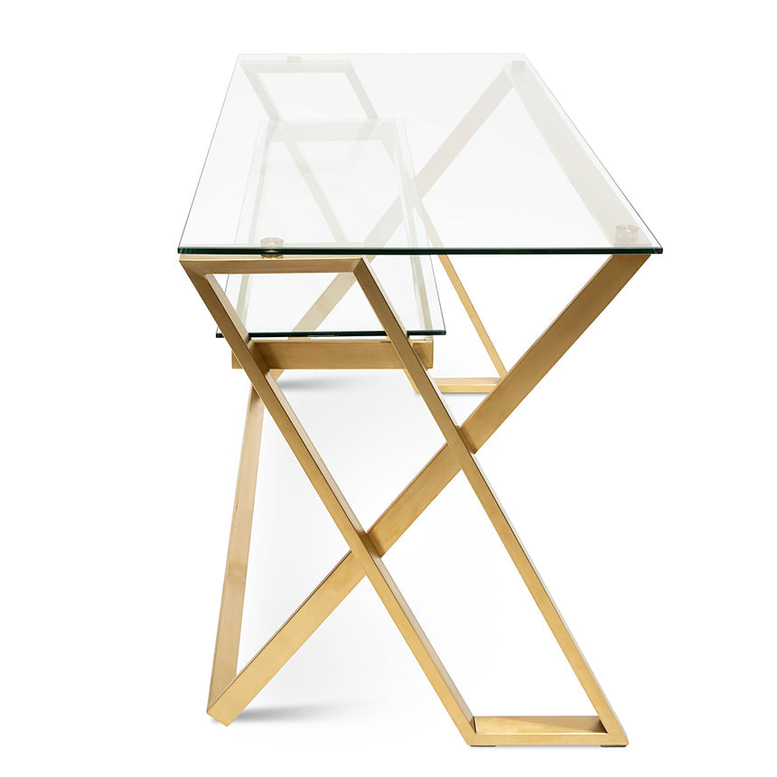 120cm Glass Home Office Desk - Brushed Gold Base– House of Isabella AU