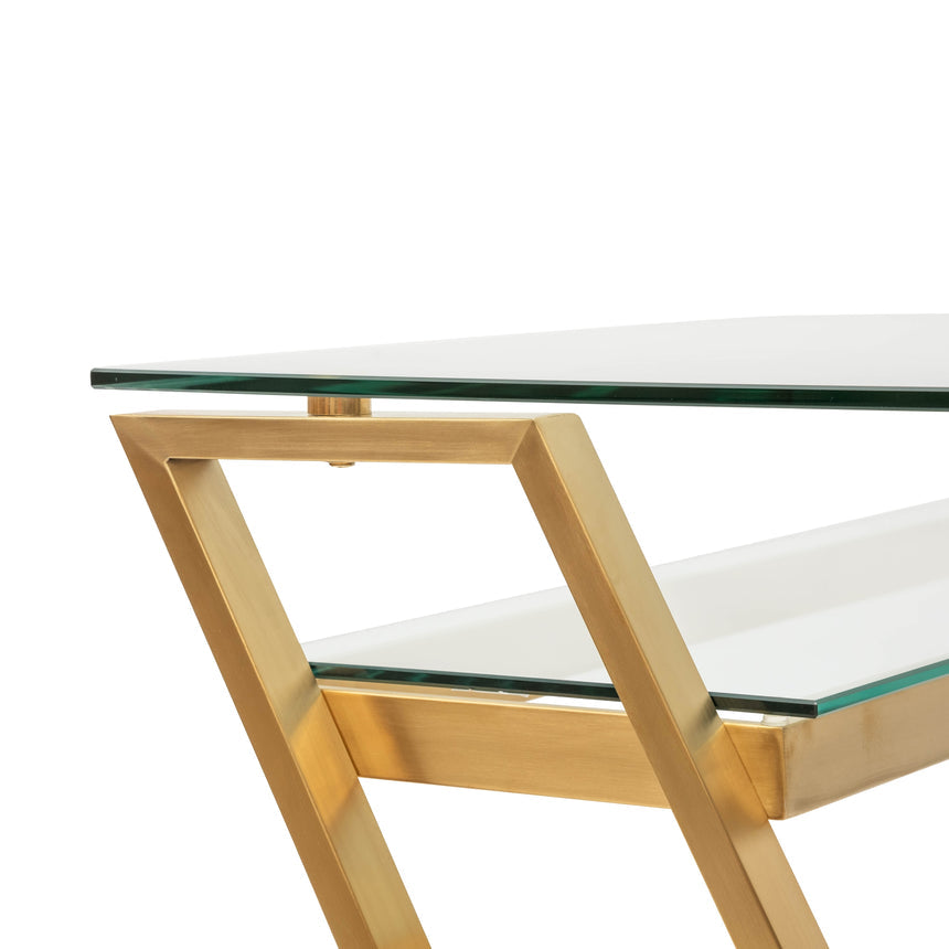 120cm Glass Home Office Desk - Brushed Gold Base– House of Isabella AU