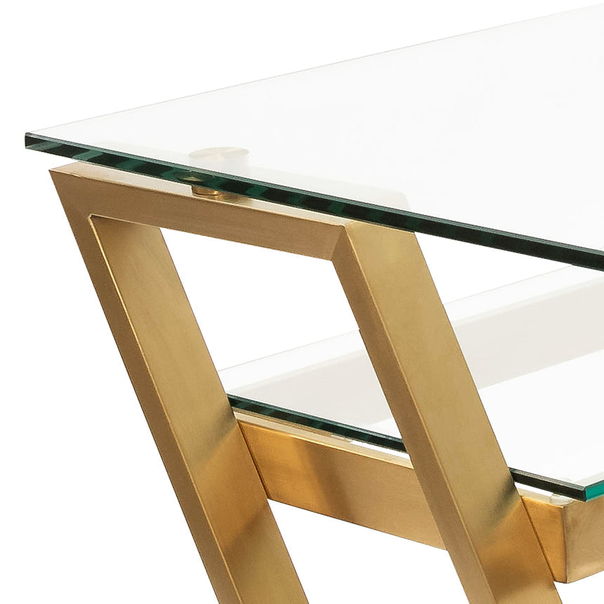 120cm Glass Home Office Desk - Brushed Gold Base– House of Isabella AU